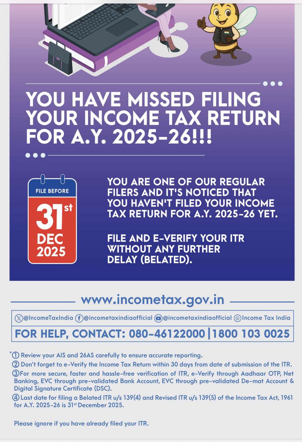 Income Tax Advisory Alert for Taxpayers From Tax Department – A.Y. 2025 ...